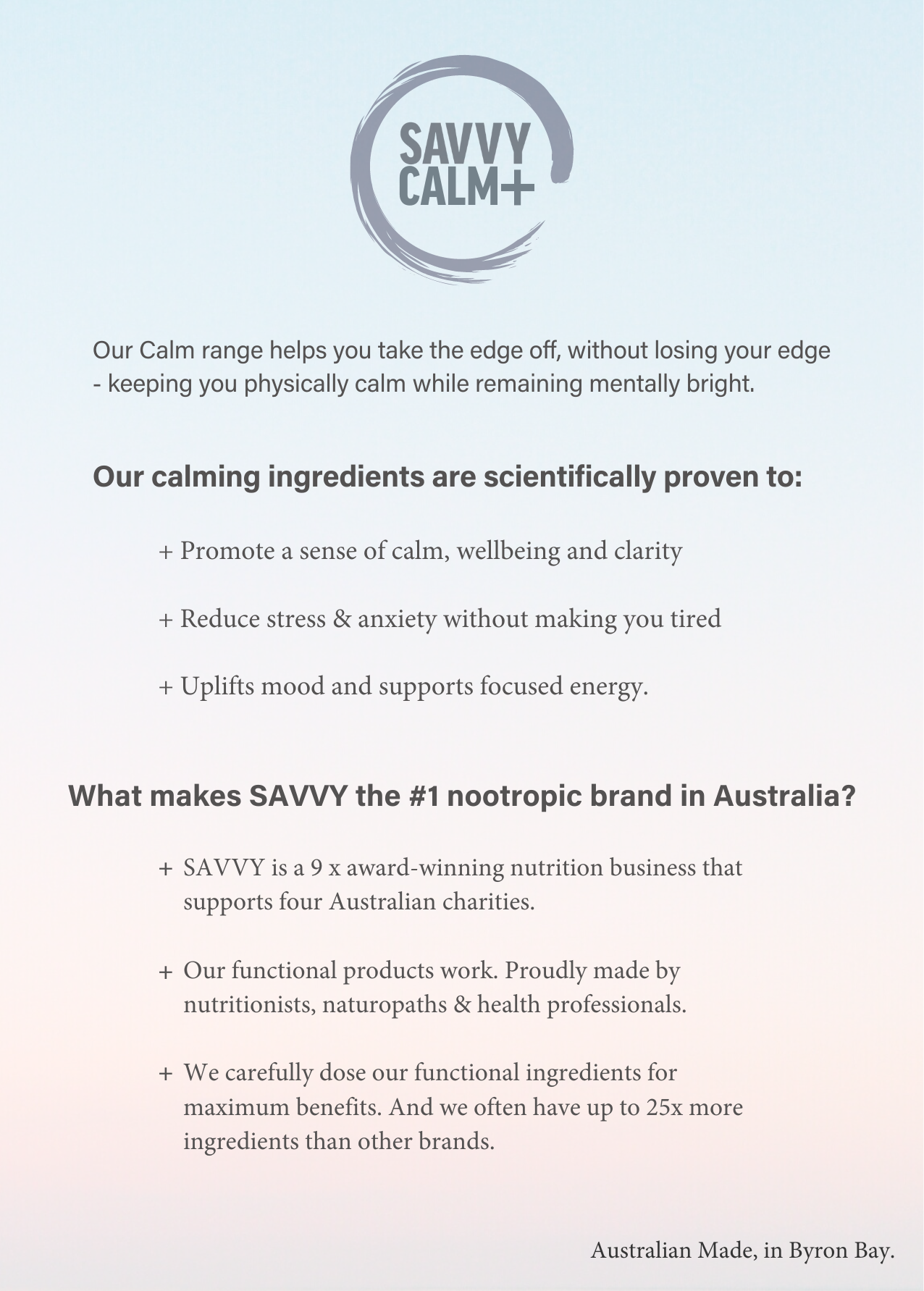 Calm+ Water Functional Mental Health Supplement – Savvy Beverage