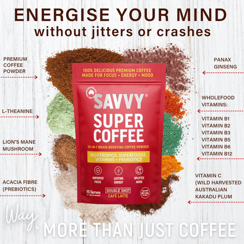 Brain Boost Smart Coffee Powder | Focus & Energy | SAVVY – Savvy Beverage