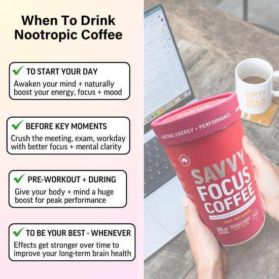 Brain Boost Smart Coffee Powder | Focus & Energy | SAVVY – Savvy Beverage